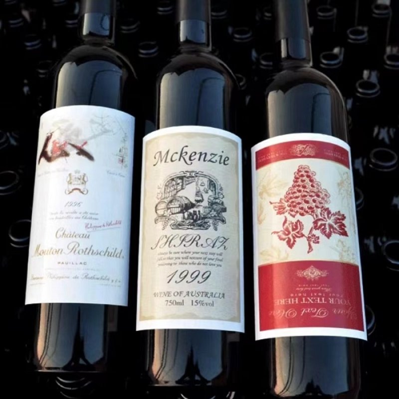 Custom wine label texture paper luxury wine bottles labels sticker